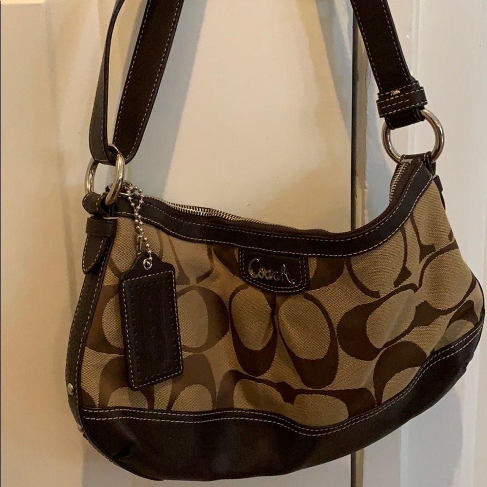 Authentic Genuine Coach Purse Canvas Logo - Gem